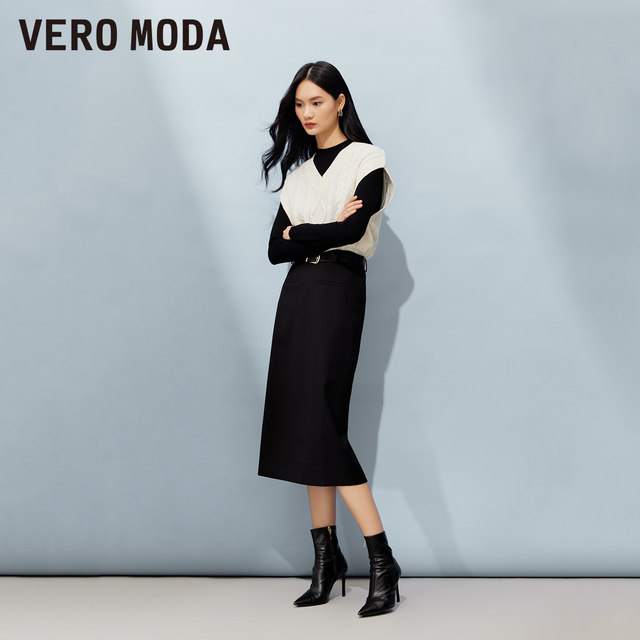 Vero Moda Ole Boilet skirt early autumn new straight mid -long skirt high -waisted commute mid ...