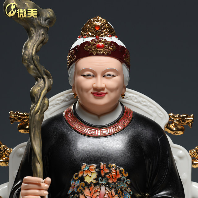 Micro -beautiful ceramic 12 -inch 16 -inch black old lady statue in ...