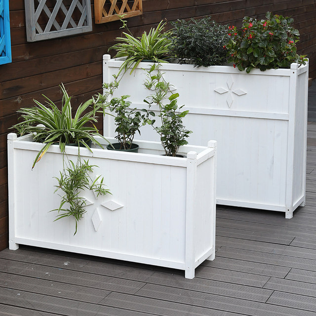 Restaurant balcony outdoor solid wooden flower box partition flower ...