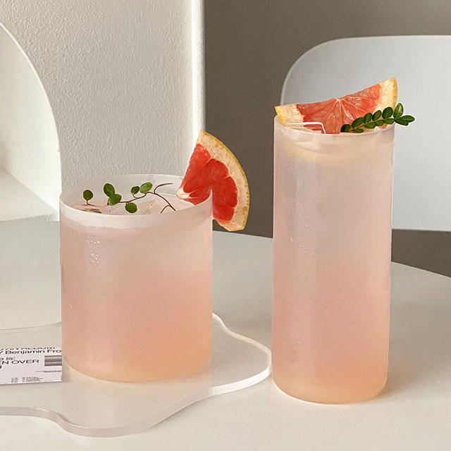 Frosted straight glass cup for home use, simple and light, straight ...