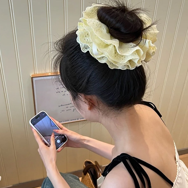 Four-layer lace drawstring style large intestine hair ring for women ...