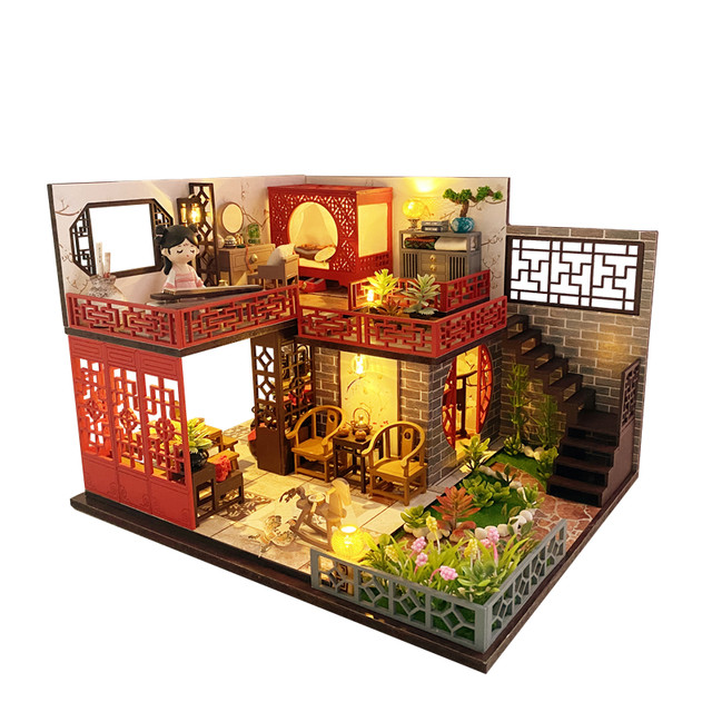Chinese style DIY hut handmade assembly building model House wooden ...