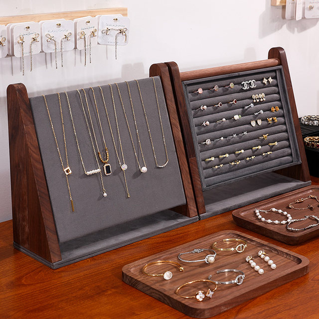 Walnut Wood Combination Jewelry Display Jewelry Proper Earrings ...