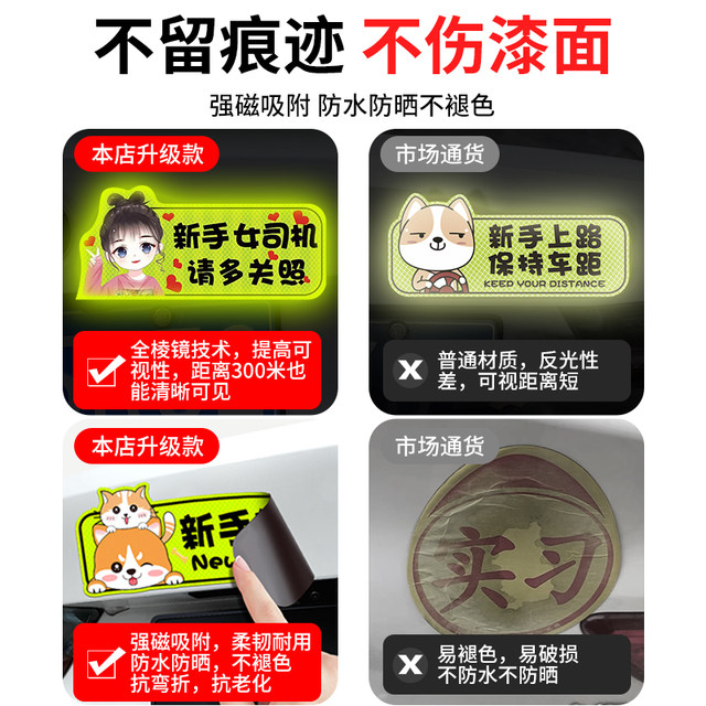 Internship sticker, novice car sticker female driver magnetic suction ...