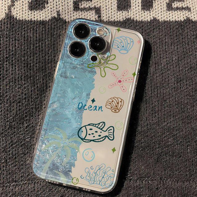 Ocean phone case Apple 16pro Huawei Pura70 Big Sea Small Fish iPhone 15 ...