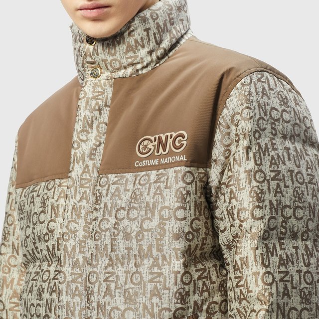 CNC men's clothing brand trend jacquard stand collar short down jacket ...