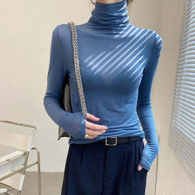High -necked bottom shirt Female autumn and winter long sleeves ...