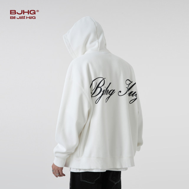 BJHG hooded sweatshirt for men's autumn trendy American heavy cardigan ...