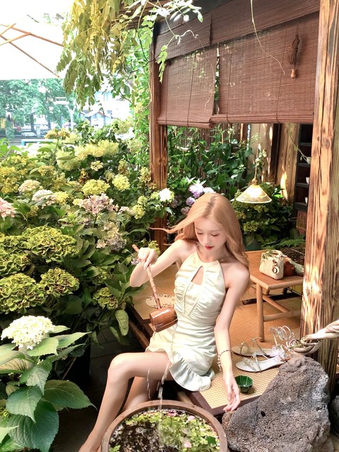 COOLLINE Lin Zixi Weixi Mountain Tea Yushu Chain Hanging Neck Dress Xia ...