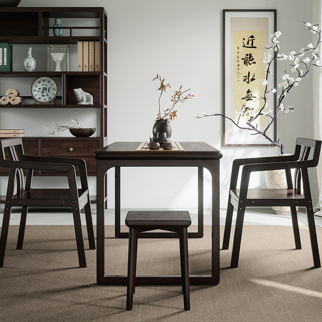 New Chinese style solid wood tea table and chairs, home living room ...