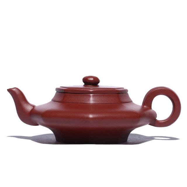 Yixing purple sand pot pure handmade Bafangxu flat pot Kungfu tea set ...