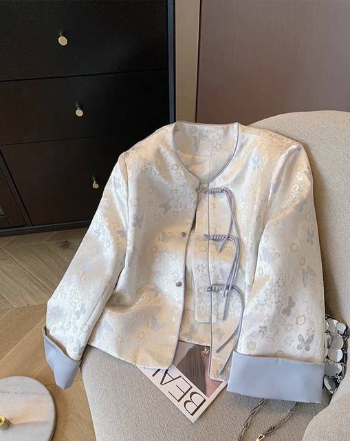 2025 Spring and Autumn New versatile slim new Chinese style blue ...