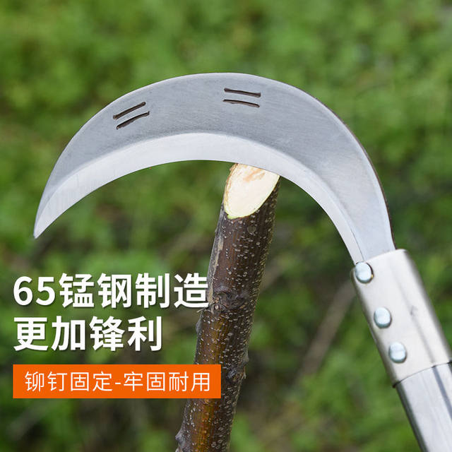 Sharp manganese steel sickle lawn mowing knife for farmers outdoor long ...