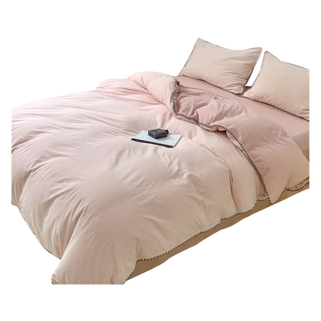 MUJI Class A shell-edged washed cotton sheets four-piece set pure ...