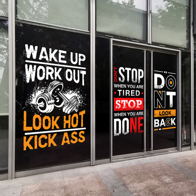 Fitness Club window decoration film Full static fitness, fitness yoga ...