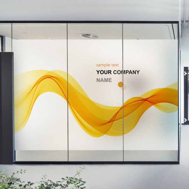 Company office partition decorative glass sticker simple curve static ...