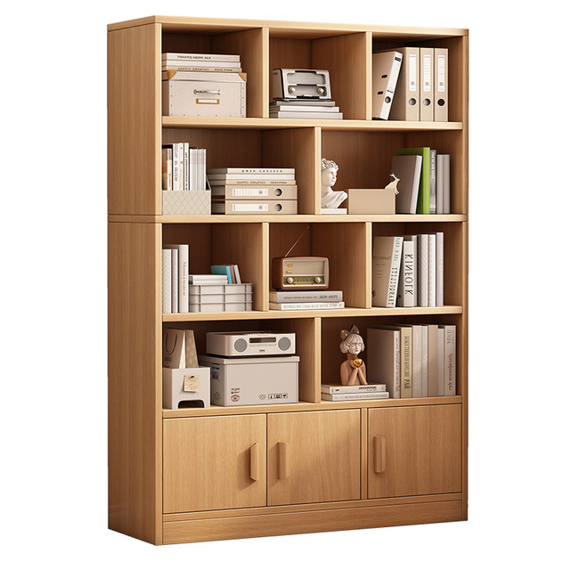 Solid wood bookshelves floor-standing shelf multi-layer living room ...