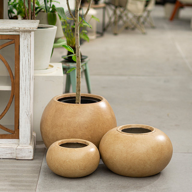 Xuanzhixiang stone ball magnesium clay flower pot flat round light ...