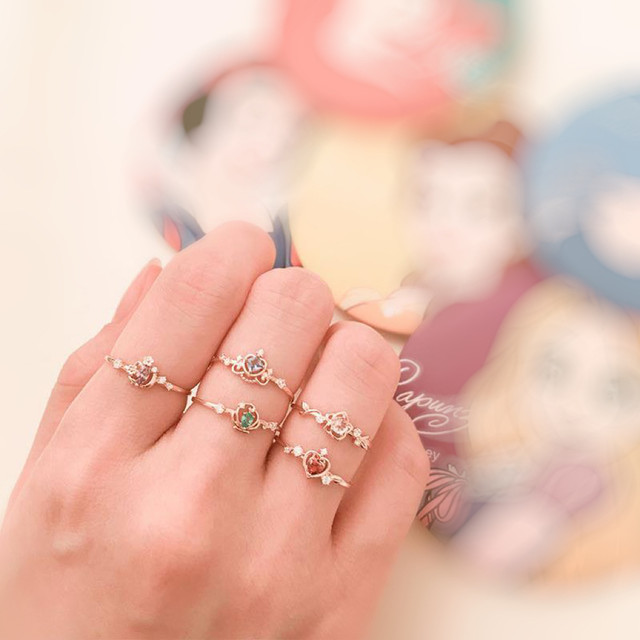 Children's Ring Girl's Runaway Princess Zircon Gemstone Open Ring Cute ...