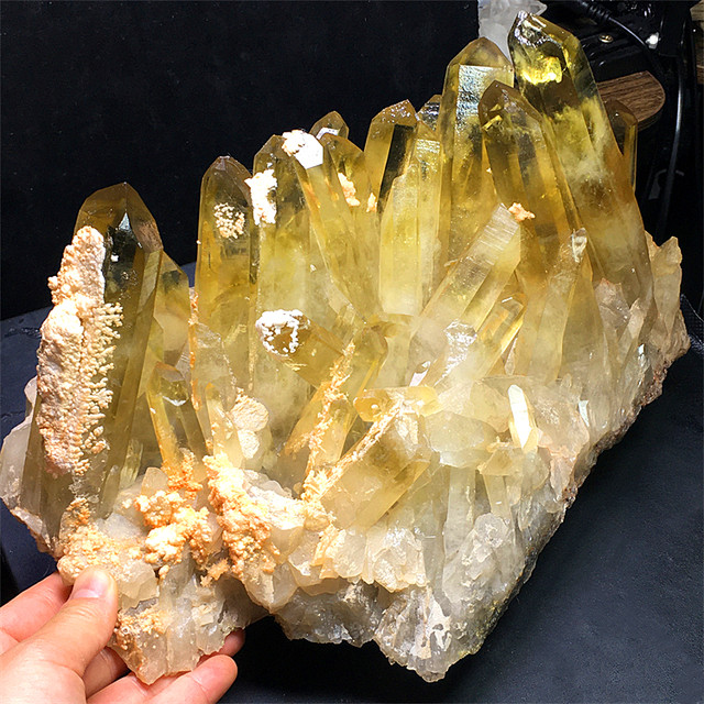 Natural yellow crystal cluster raw stone raw ore specimen yellow tea ...