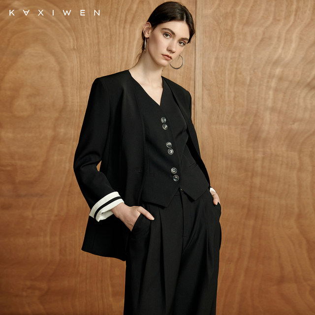 Jason Wen's high-end temperament suit jacket 2025 spring new draped V ...