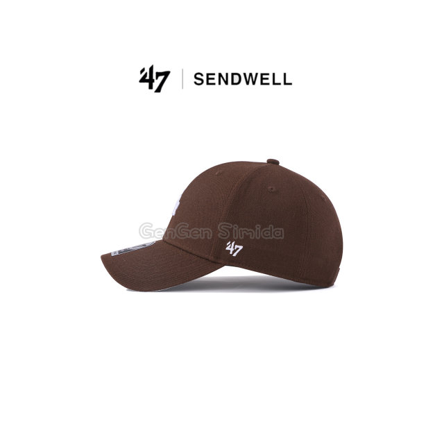 47brand small label hard top LA brown baseball cap retro American style ...