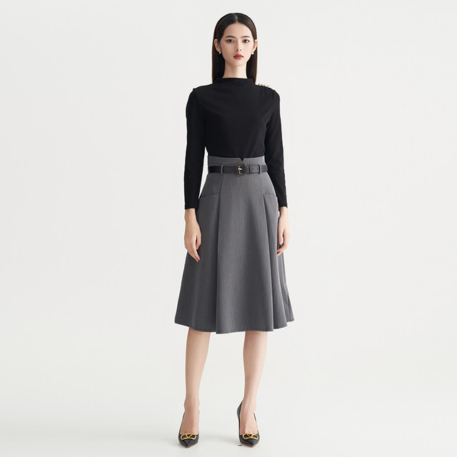 Ma Tiannu's new contrasting color spliced long sleeve dress with waist ...