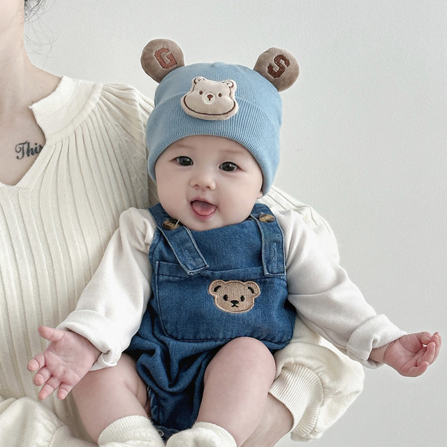 Baby hat autumn and winter baby boy woolen hat cute little one month ...