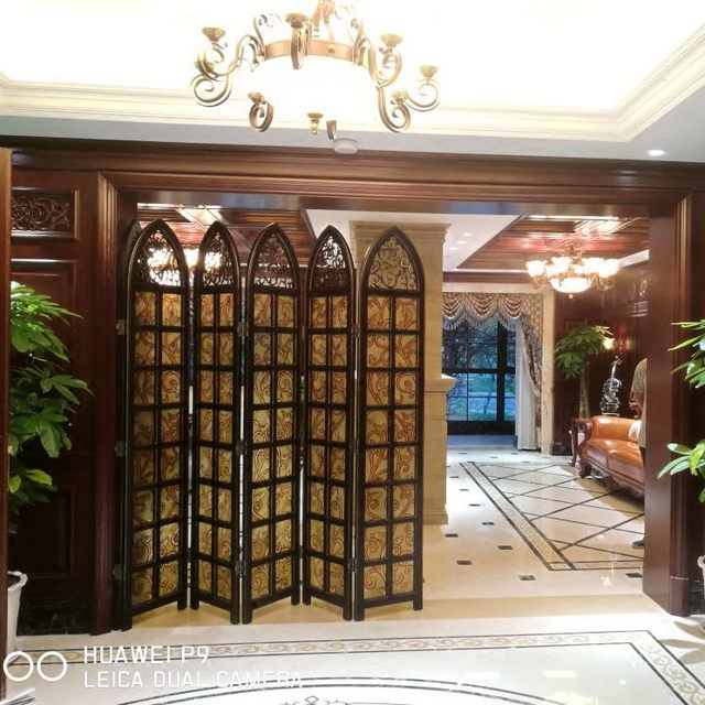 European French solid wood flower and bird folding screen porch ...