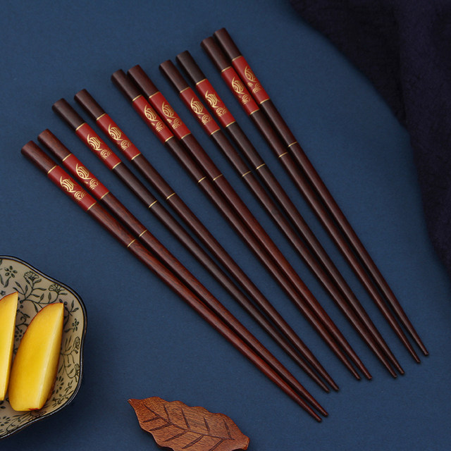Red sandalwood chopsticks Household solid wood 5-10 dual family ...