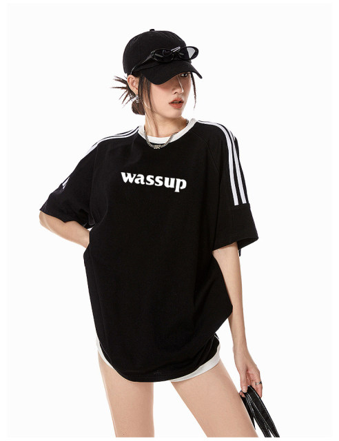 WASSUP trendy brand heavyweight pure cotton short-sleeved T-shirt for ...