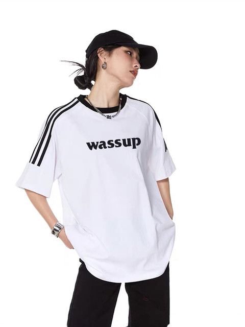 WASSUP trendy brand heavyweight pure cotton short-sleeved T-shirt for ...