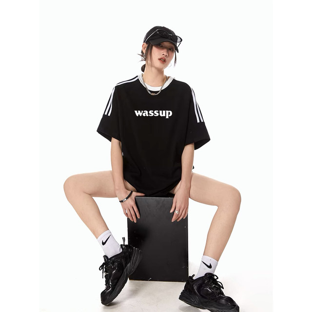 WASSUP trendy brand heavyweight pure cotton short-sleeved T-shirt for ...