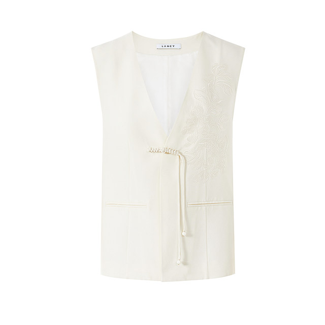 LANCY/Langzi 2025 summer new Chinese-style heavy industry embroidered silk vest women's high-end ...