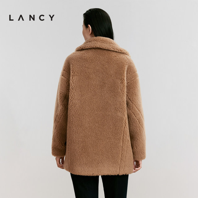 LANCY/Langzi 2024 new winter retro teddy bear coat for women lapel wool ...