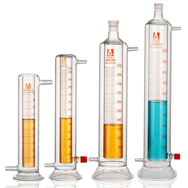 Glass double -layer tube clamping tube with mezzanine water circulation ...