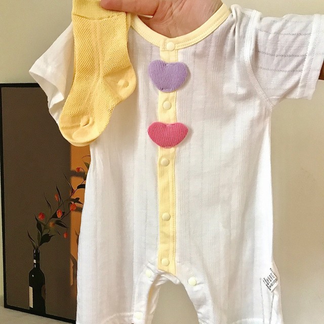 Summer thin baby jumpsuit baby breathable cotton boneless baby shorts ...