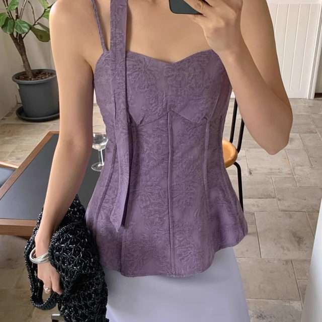 2025 summer new French chic waistless sleeveless high-end inner wear ...