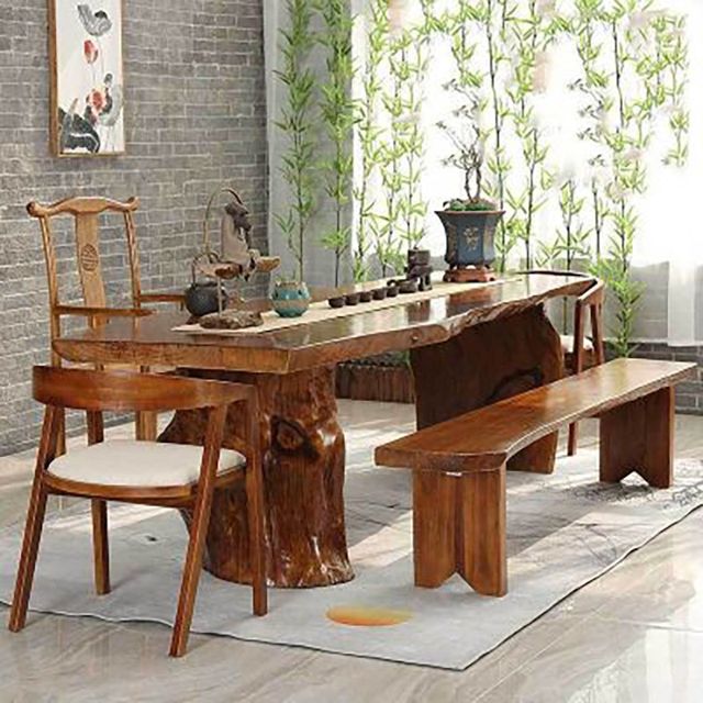 New Chinese style solid wood tea table and stool combination, antique ...
