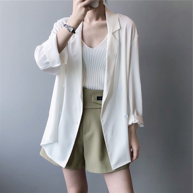 Loose drooping women's British style small suit niche thin Korean style ...