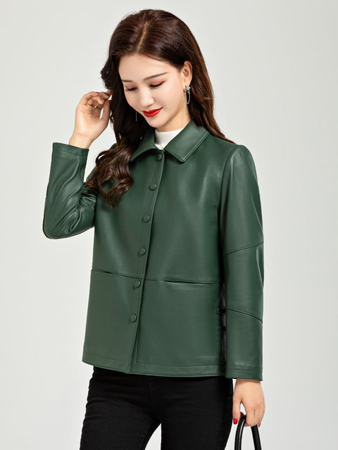 2024 Fang Ling Simple leather leather jacket women's spring, autumn and ...