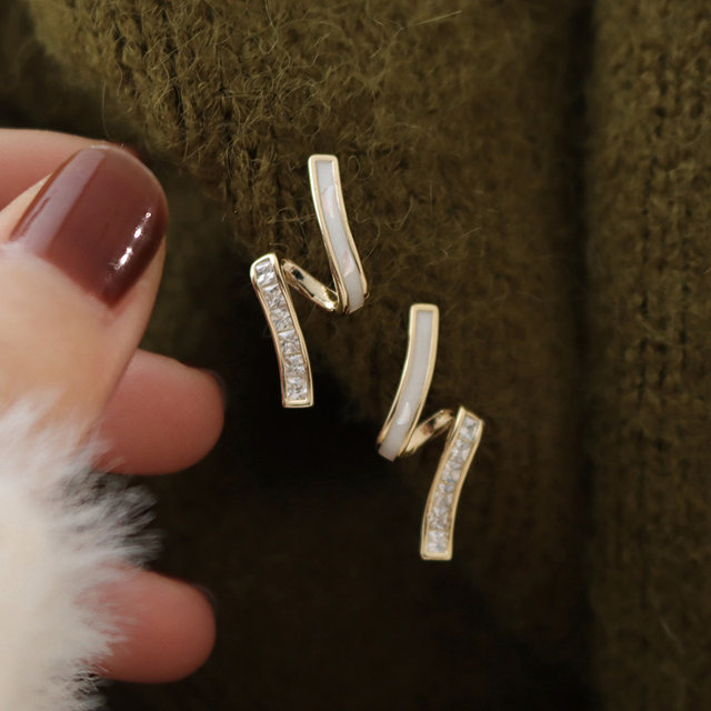 French irregular distorted vermiculite earrings female pure silver ...