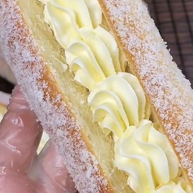 Coconut old-fashioned cream cake sandwich breakfast freshly popped ...