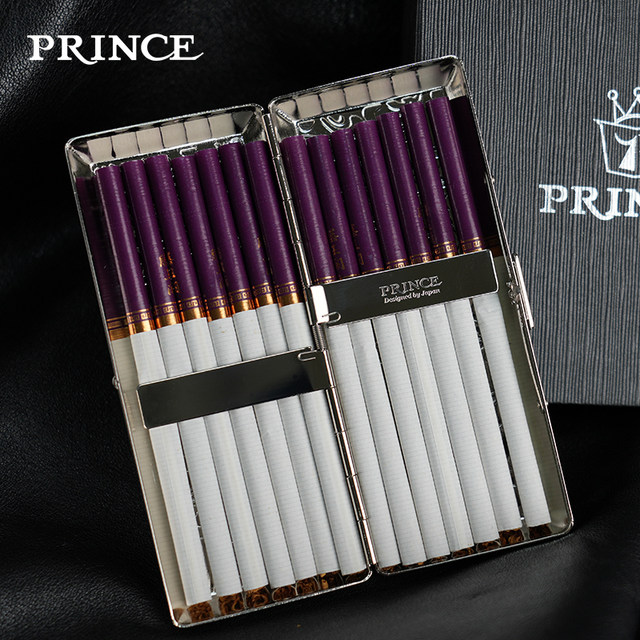 PRINCE brass metal cigarette case double-sided Tangcao carving 14 ...