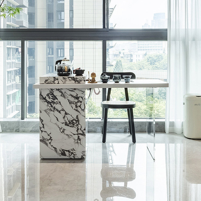 Light luxury household balcony tea table rock slab house small tea ...