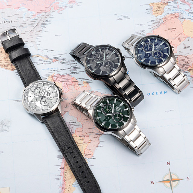 Casio business watch men's edifice world map non-mechanical genuine ...