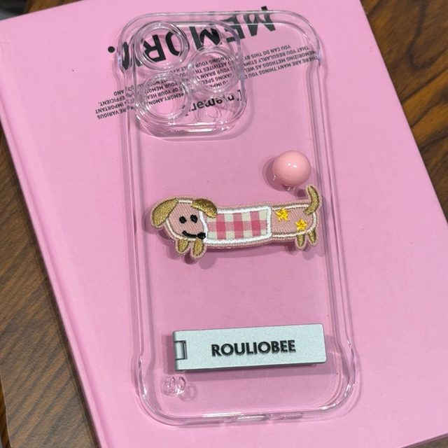 Douyin's same frameless embroidered puppy suitable for Apple 15 mobile ...
