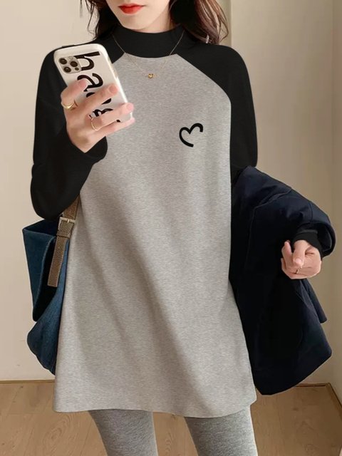 Half-high neck trouser inner bottom shirt contrasting color spring and ...