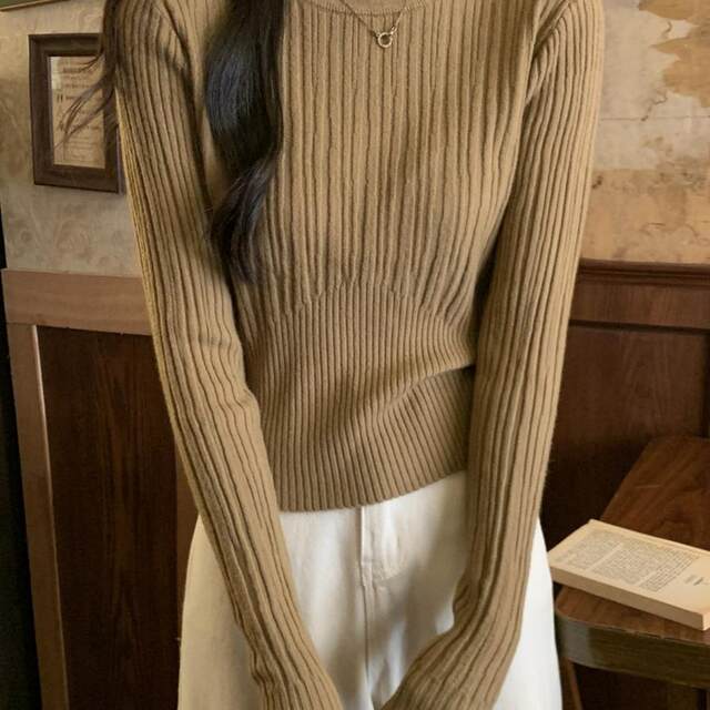 Chic slim fit round neck bottoming shirt for women 2025 early bird new ...