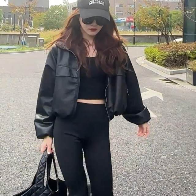 velvet leather jacket for women 2024 autumn and winter new loose casual ...